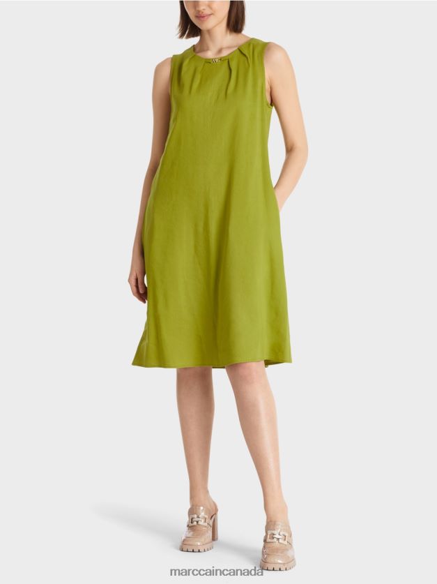 Marc Cain Clothing Linen mix dress DZPF6J93 Deep Oliv Green [DZPF6J93 ...